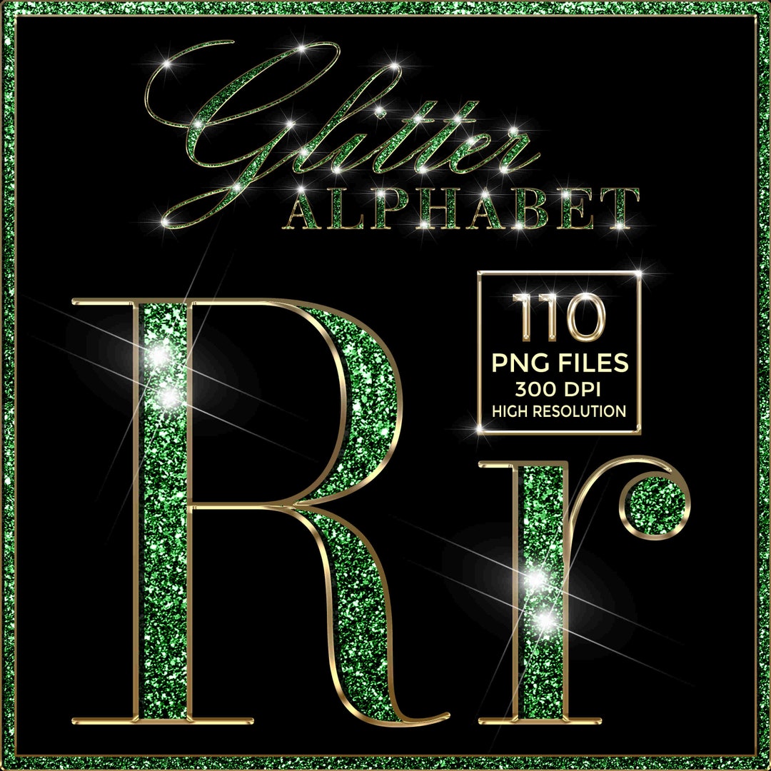 Emerald Green Glitter Alphabet PNG, Glam Alphabet, Diamond Letters ...