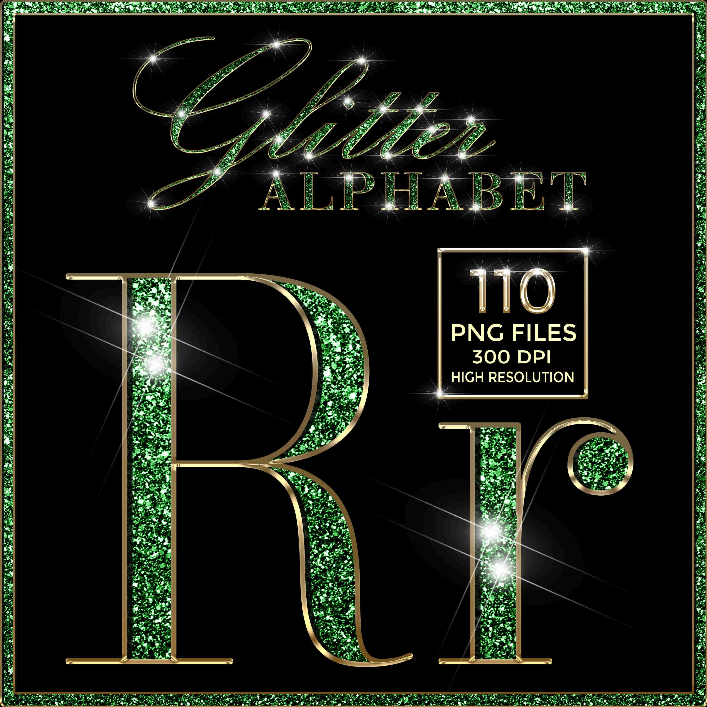 Emerald Green Glitter Alphabet PNG, Glam Alphabet, Diamond Letters ...