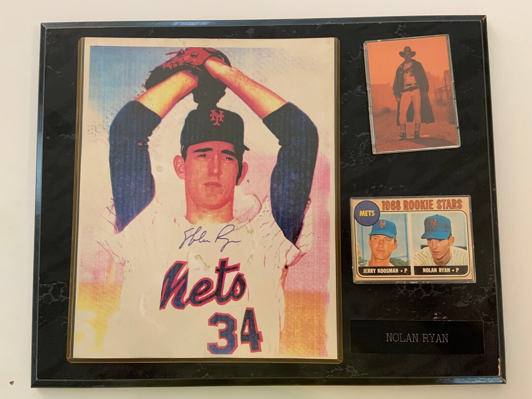 Nolan Ryan Signed 8 by 10 Rare Photo, With COA. Plaque, With 1968 ...