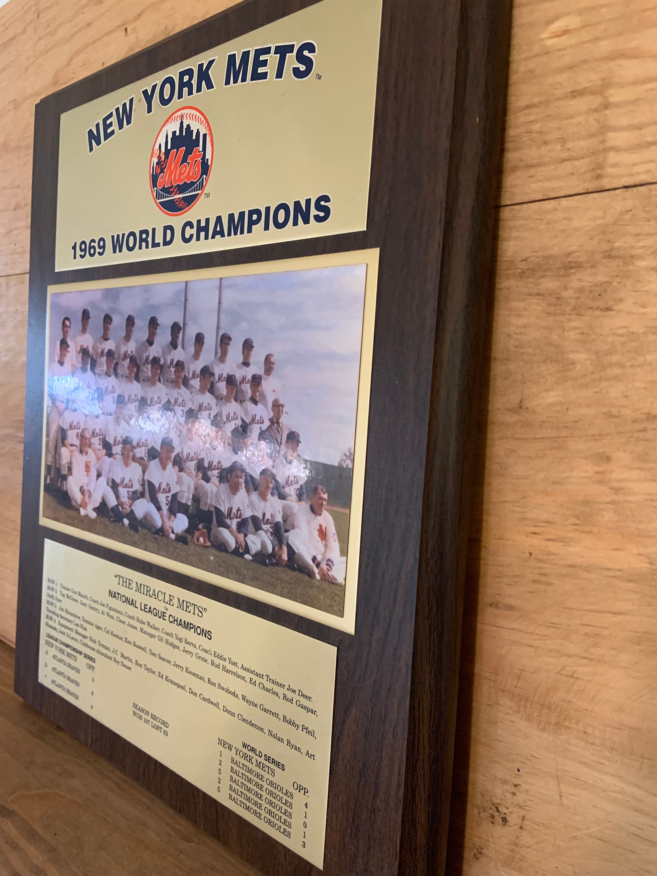 1969 New York Mets World Series Plaque 16 by 13 - Etsy