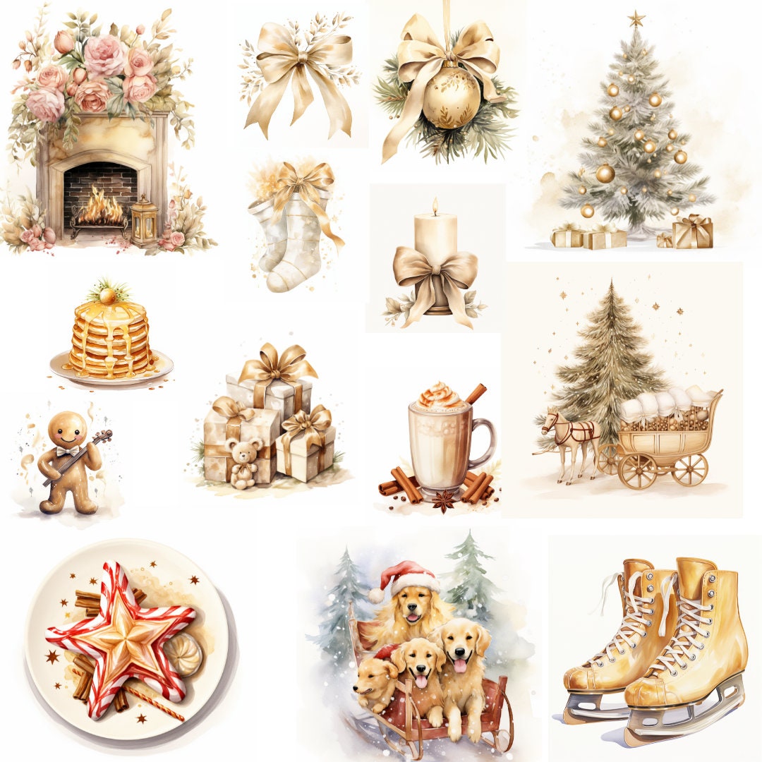 Cozy Christmas Clipartcute Watercolor Christmas Clipartsetsy - Etsy
