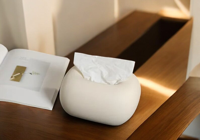 Round Corner Tissue Box, Ceramic Solid Clay Napkin Dispenser, Facial ...