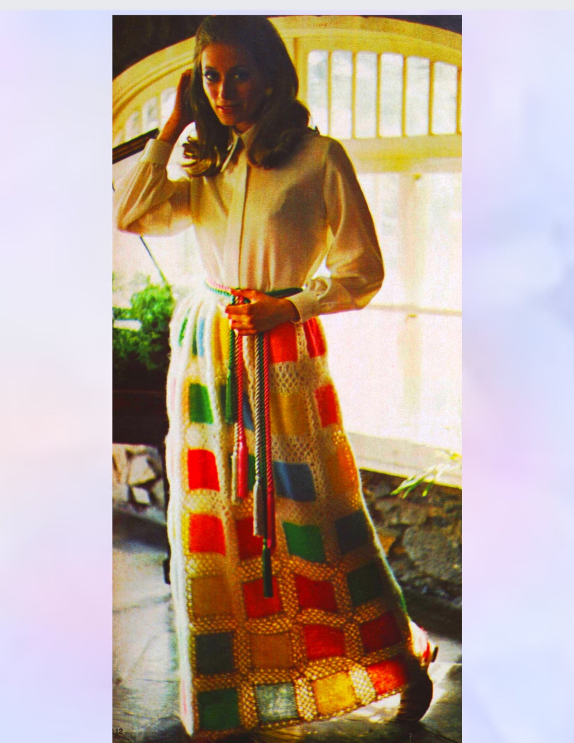 Vintage Granny Square Maxi Skirt With Weaving Detail Crochet Pattern PDF Download Summer/spring ...