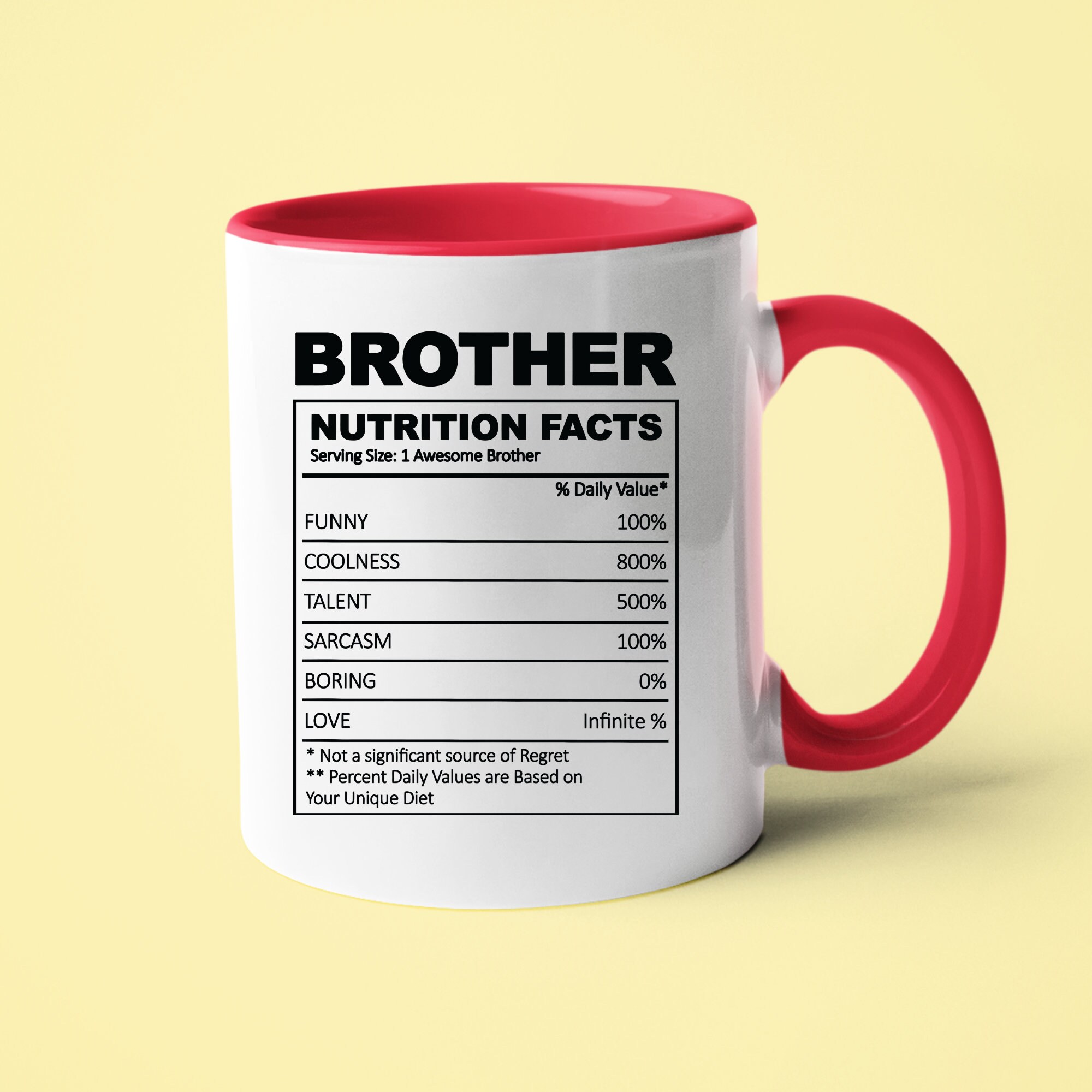 Brother Nutrition Facts Mug, Christmas Gift for Brother, Funny Brother ...