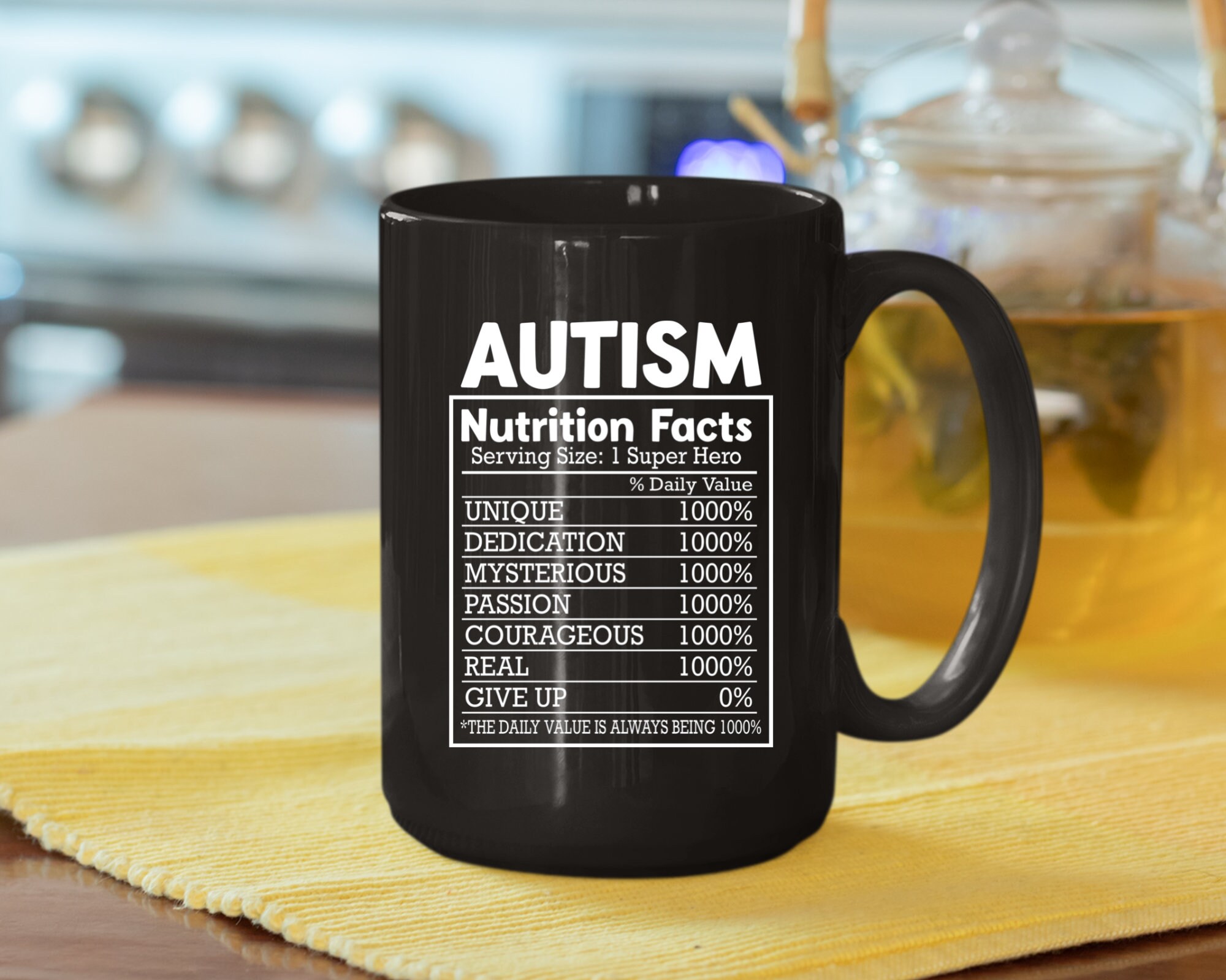 Autism Nutritional Facts Mugs, Think Different Coffee Mug, Autism Mom ...