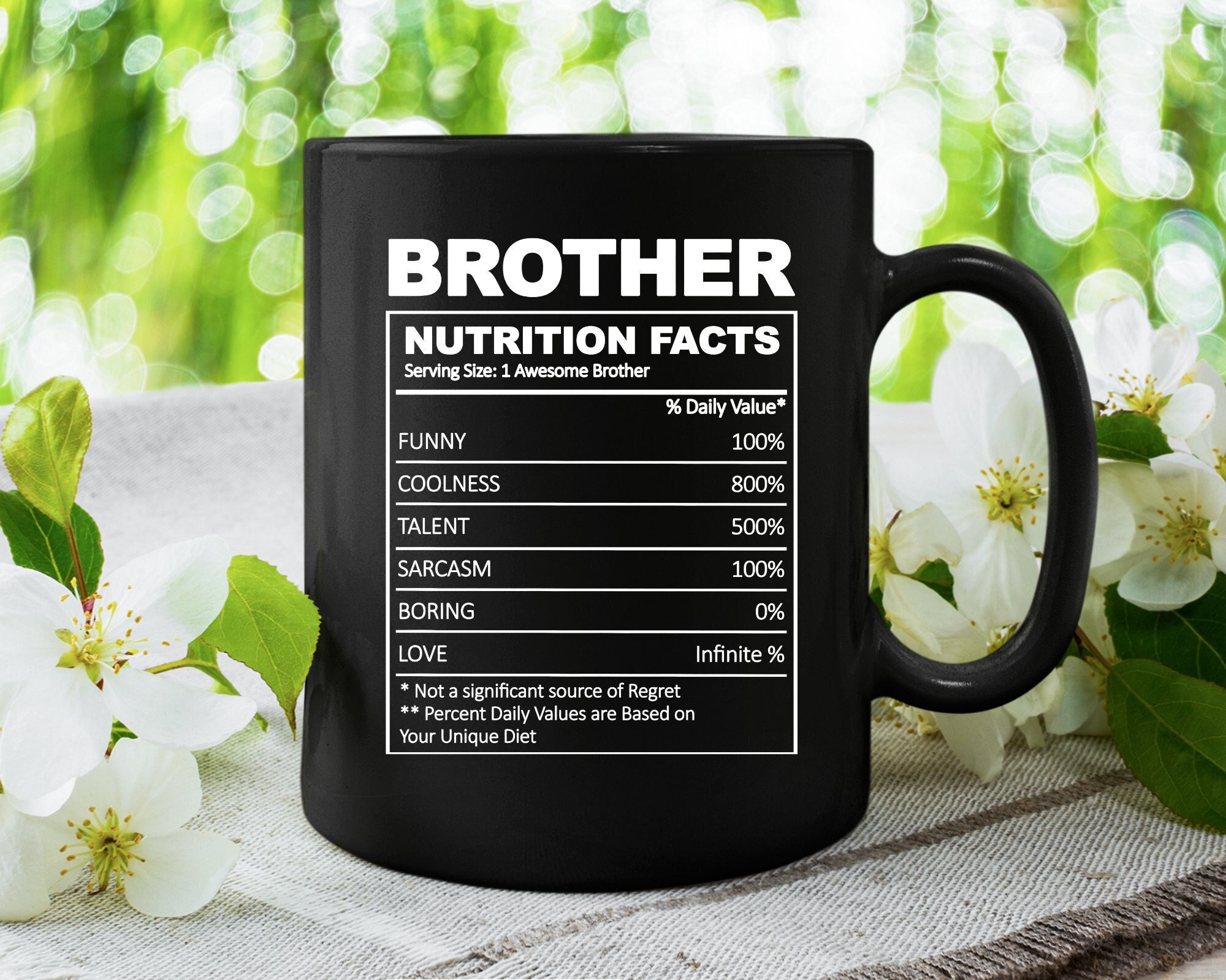 Brother Nutrition Facts Mug, Christmas Gift for Brother, Funny Brother ...