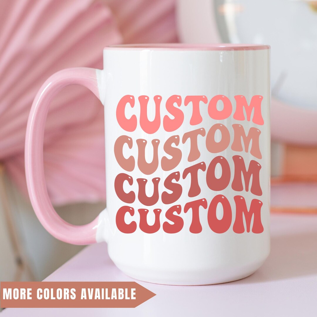 Retro Wavy Custom Words Mugs, Custom Mug, Personalized Mug, Custom ...