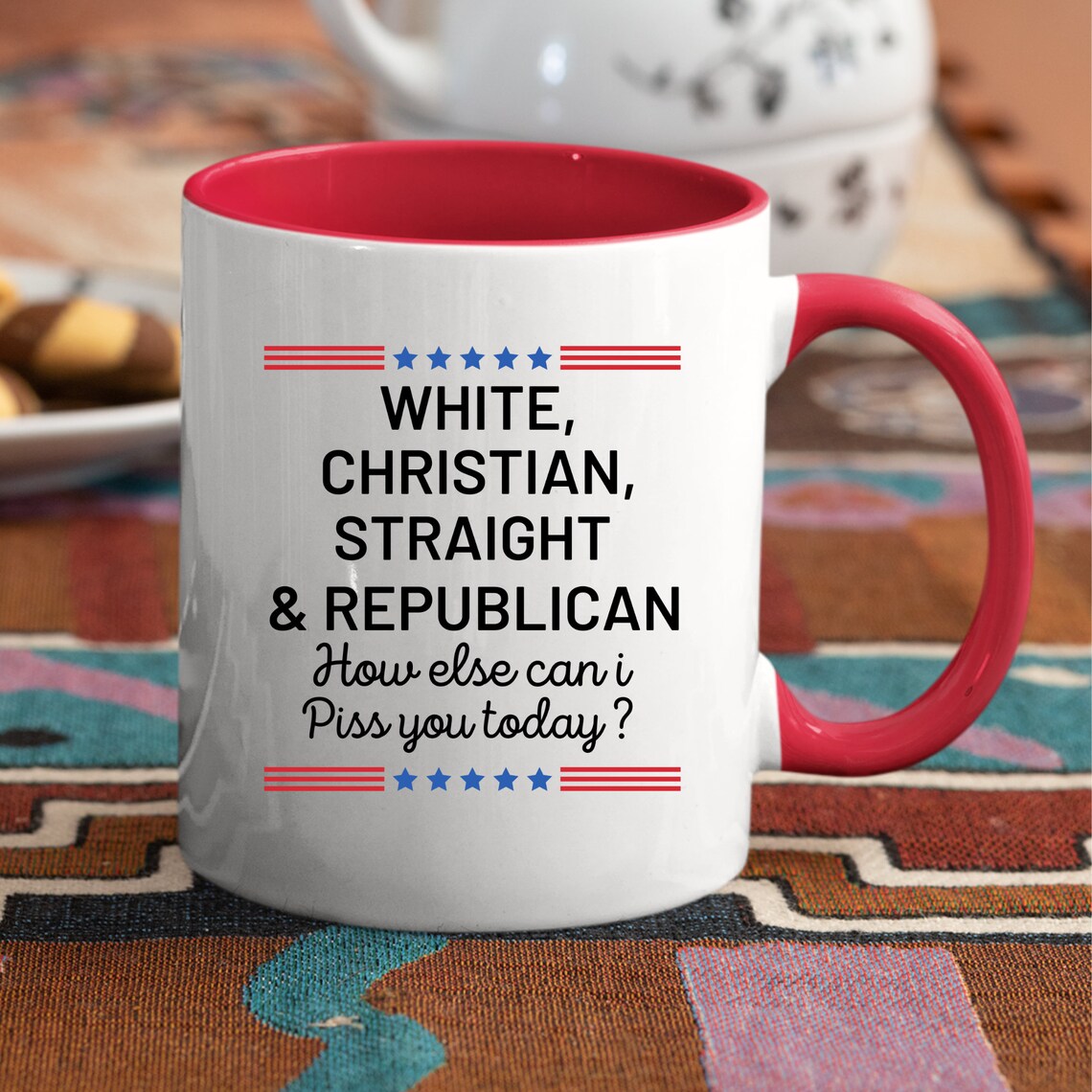 Funny White Christian Straight and Republican Mug American - Etsy