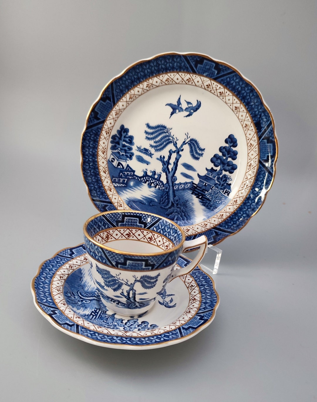 Booths real Old Willow Pattern Tea Trio / Plate, Saucer and Cup ...