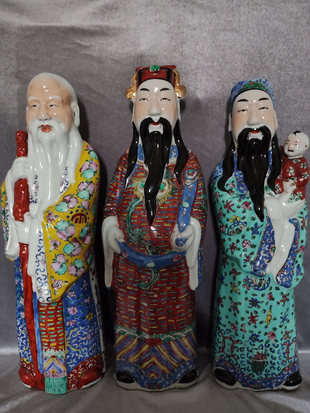 Fu Lu Shou the Three Star Gods / Feng Shui Deities / 46cm Tall. - Etsy UK