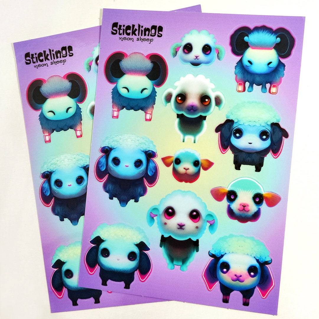 Sticker Sheet Neon Sheep Size A5 - Etsy