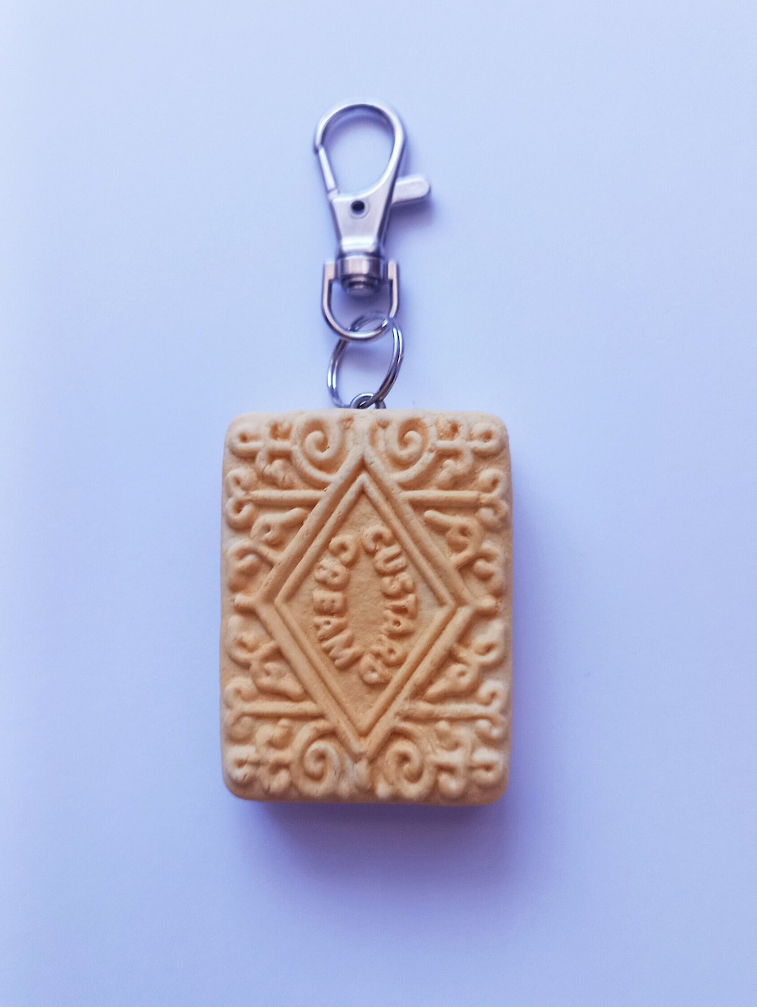 Realistic Handmade Custard Cream Biscuit Polymer Clay Keyring ...