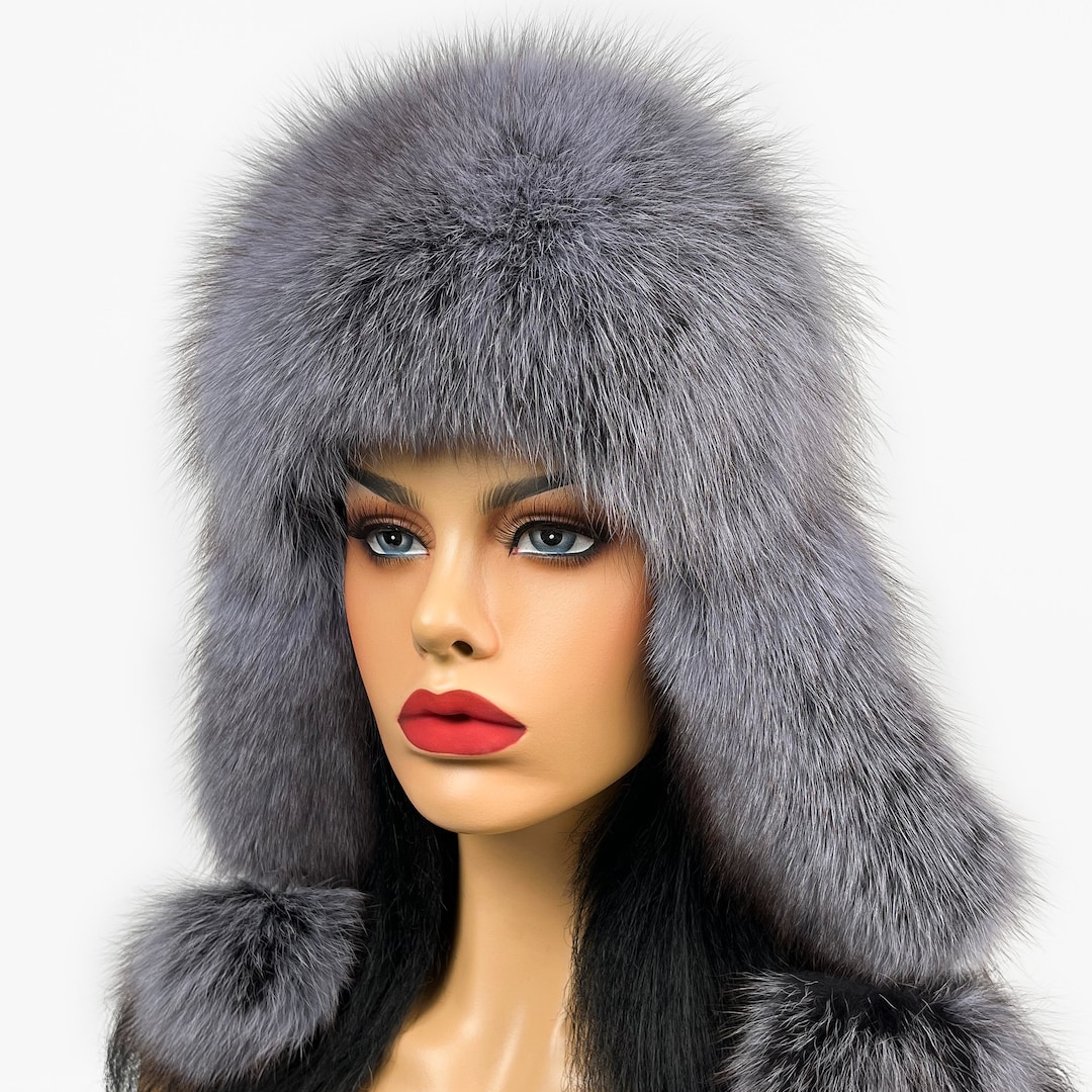 Arctic Fox Fur Hat (blue&gray) - Etsy