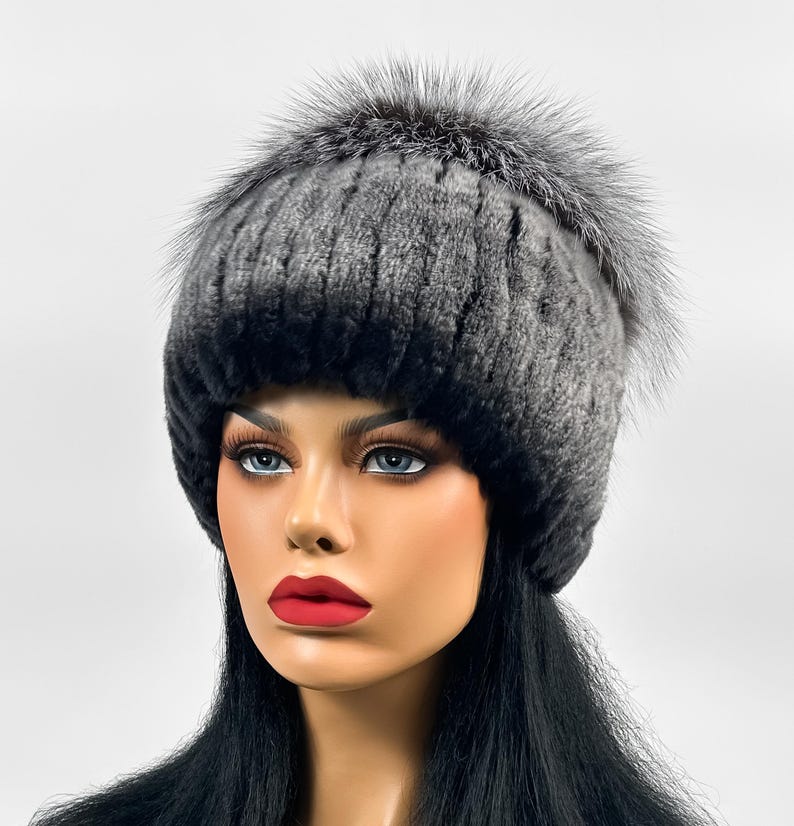 Rex Rabbit & Silver Fox Fur Hat gray-graphite - Etsy