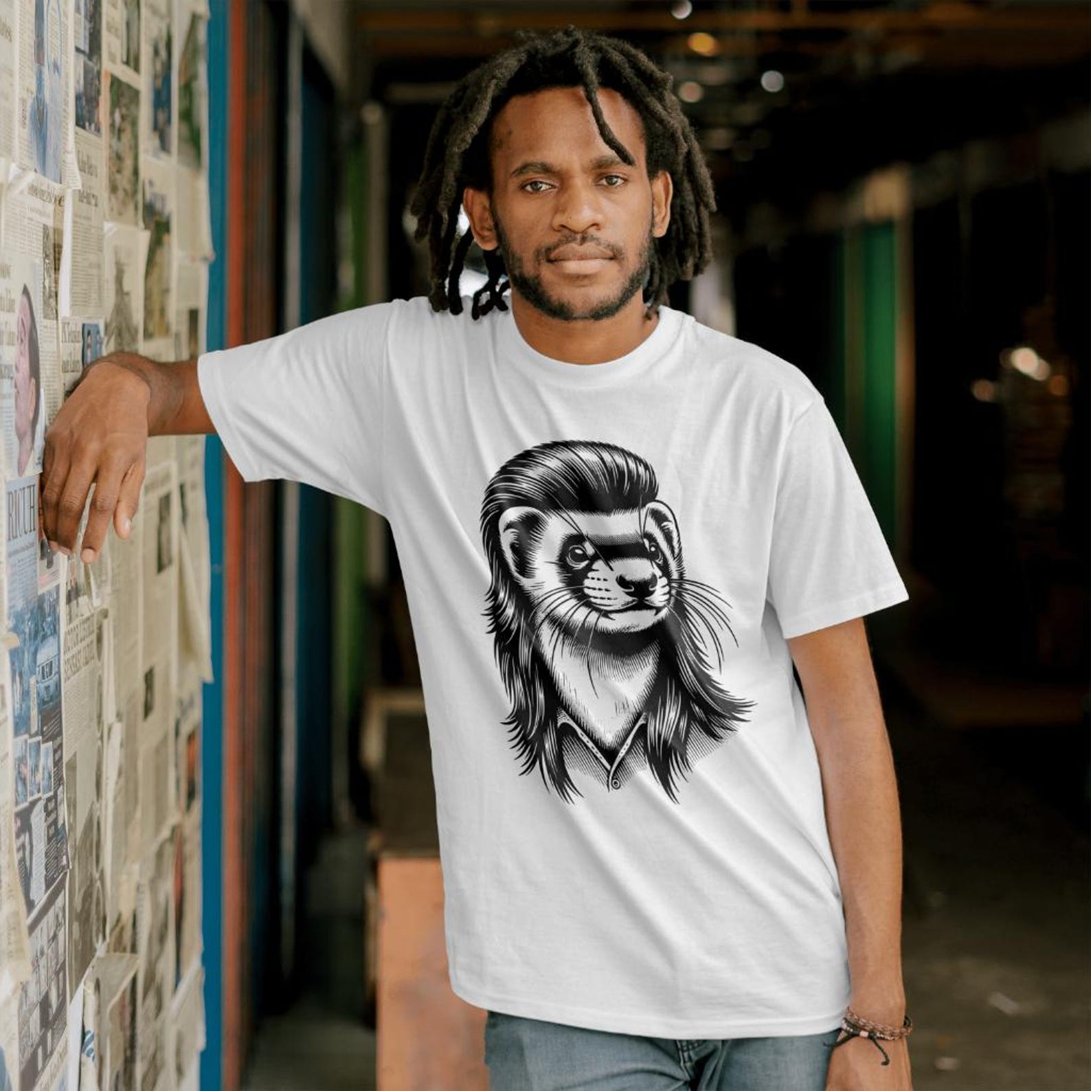 Ferret With Mullet Clipart PNG, Funny Retro Animal PNG, 80s Ferret ...