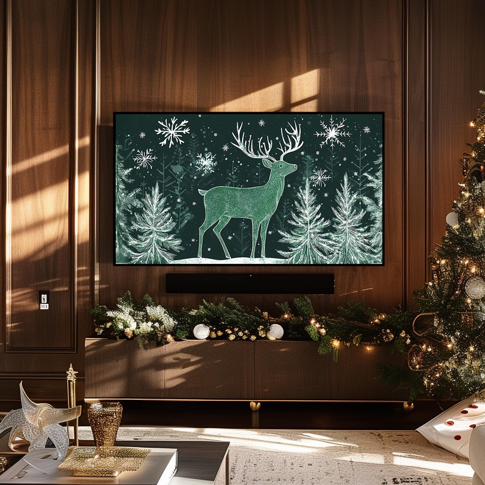 Green Reindeer PNG | Winter PNG | Frame TV & Canvastv | Holiday Wall ...