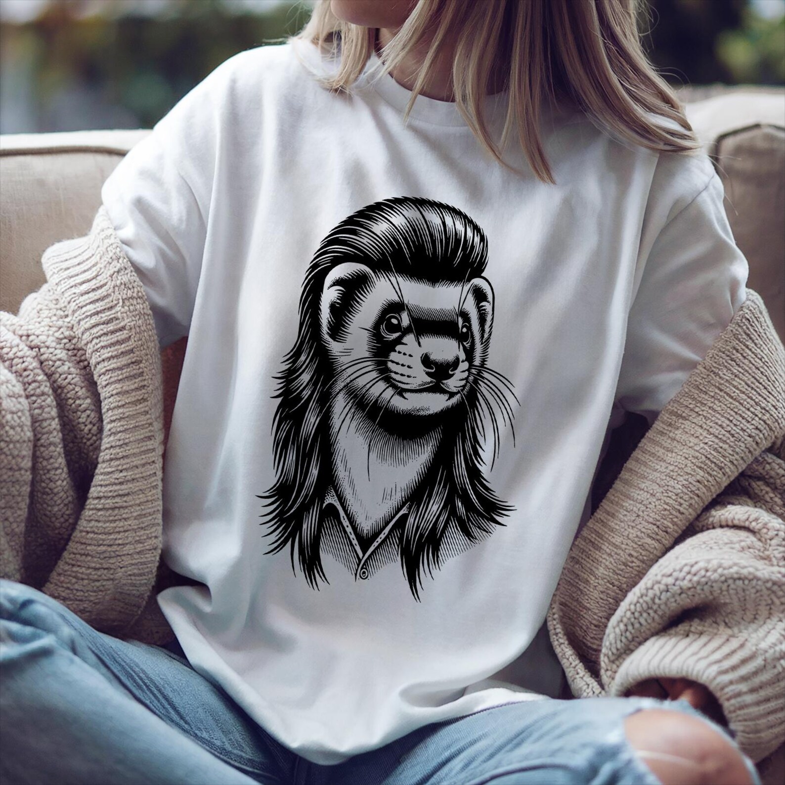 Ferret With Mullet Clipart PNG, Funny Retro Animal PNG, 80s Ferret ...