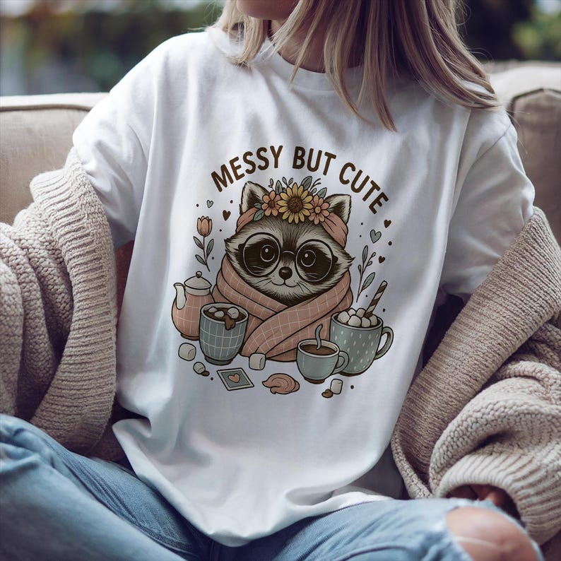 Messy but Cute Racoon PNG, Funny Design, Sublimation Design Digital ...
