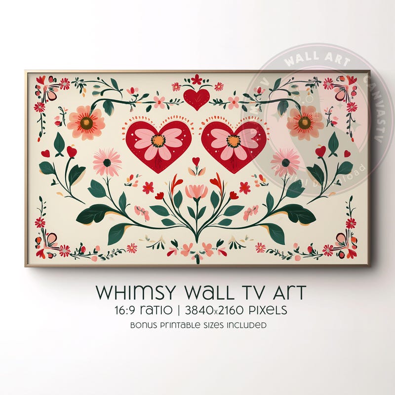 Framed Folk Art in Red - Etsy