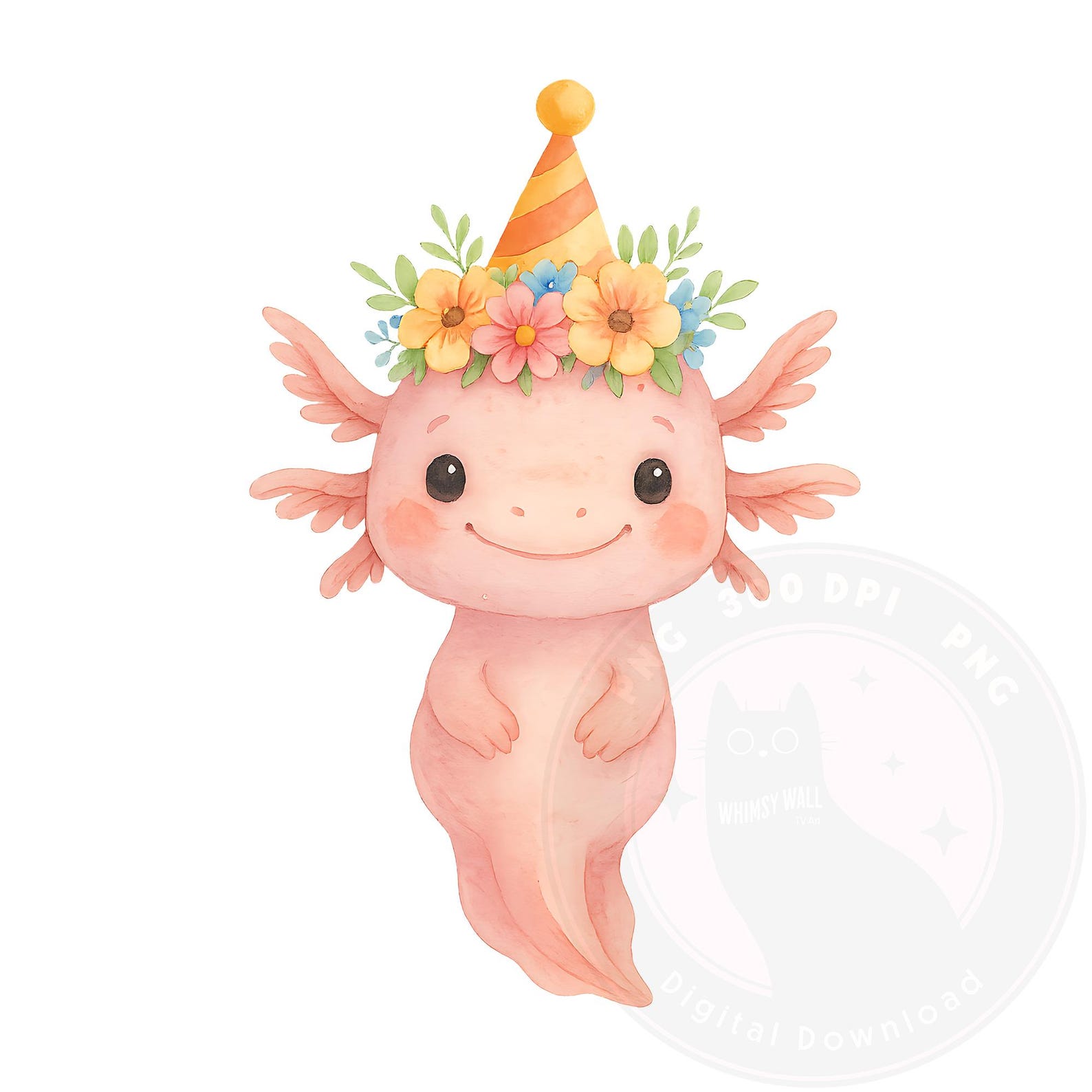 Cute Baby Axolotl Birthday Clipart PNG, Cute Woodland Baby Animals ...