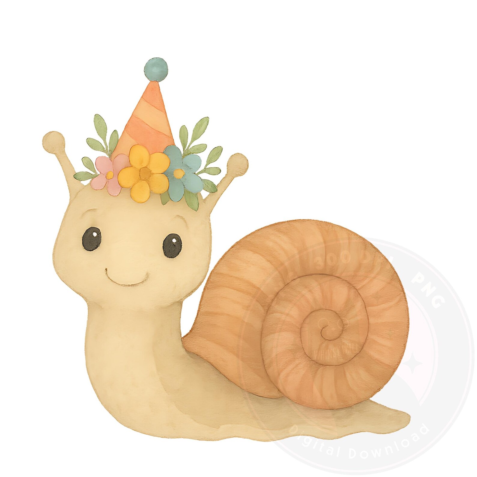 Cute Snail Birthday Clipart PNG, Cute Woodland Baby Animals Clipart ...