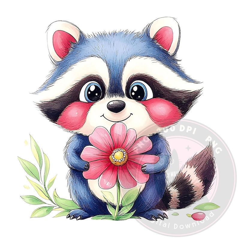 Cute Raccoon PNG, Woodland Animal Clipart, Racoon Sublimation Design ...