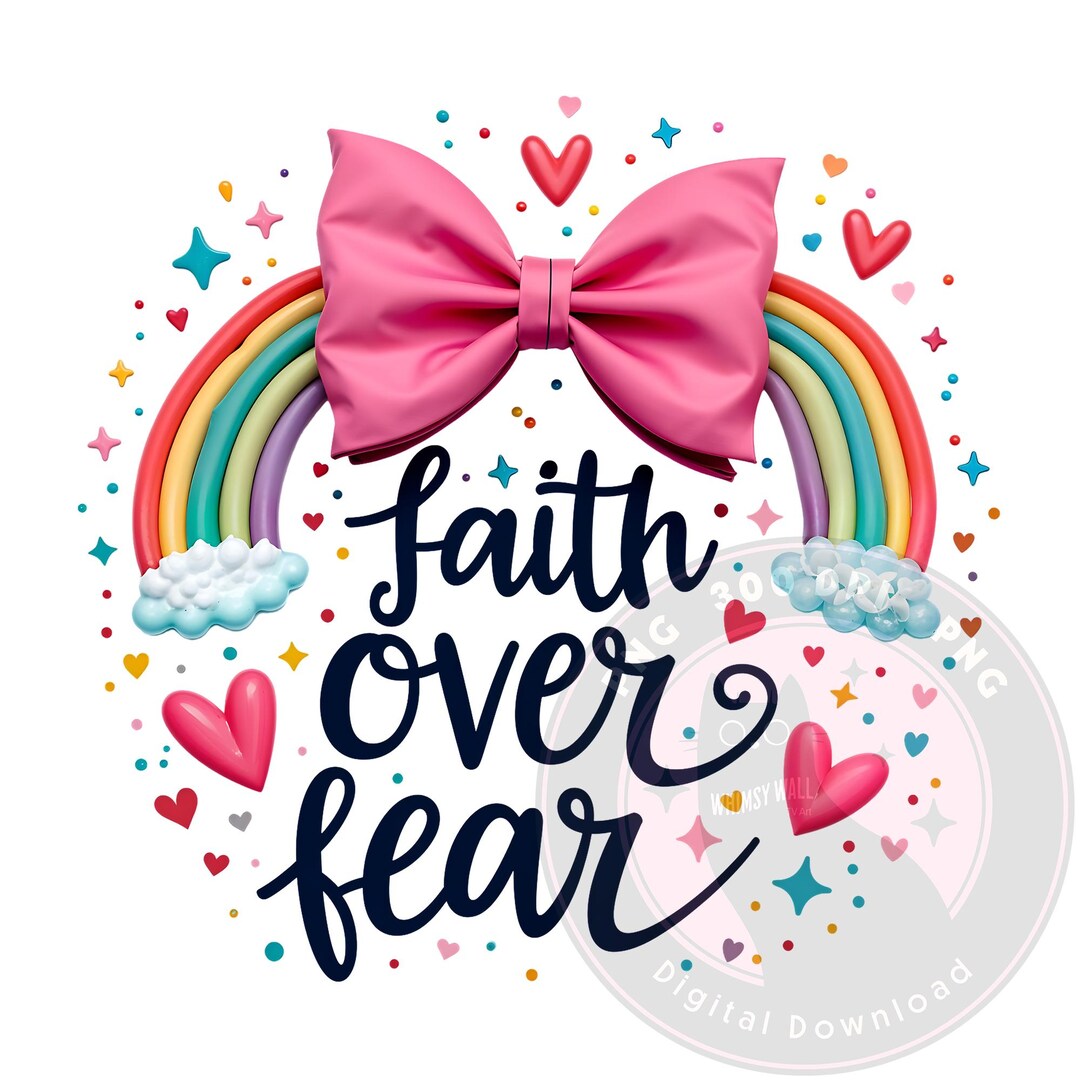 Faith Over Fear Pink Bow Png, Positive Affirmation PNG, Coquette ...