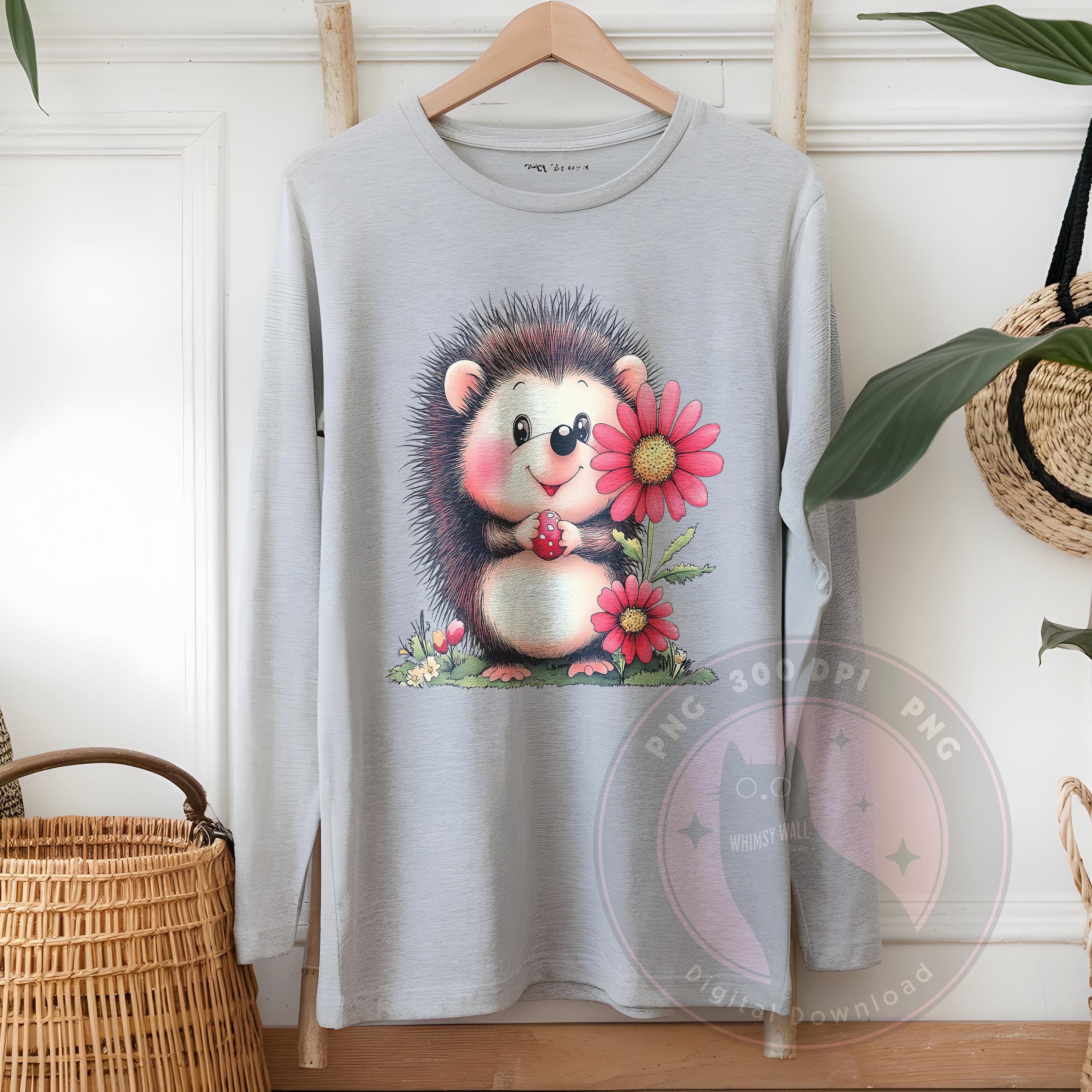 Cute Woodland Hedgehog PNG, Woodland Animal Clipart, Floral Sublimation ...