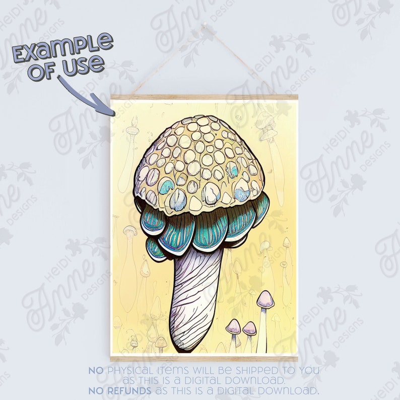 Magic Mushroom Printable Digital Art Download 300dpi RGB CMYK - Etsy