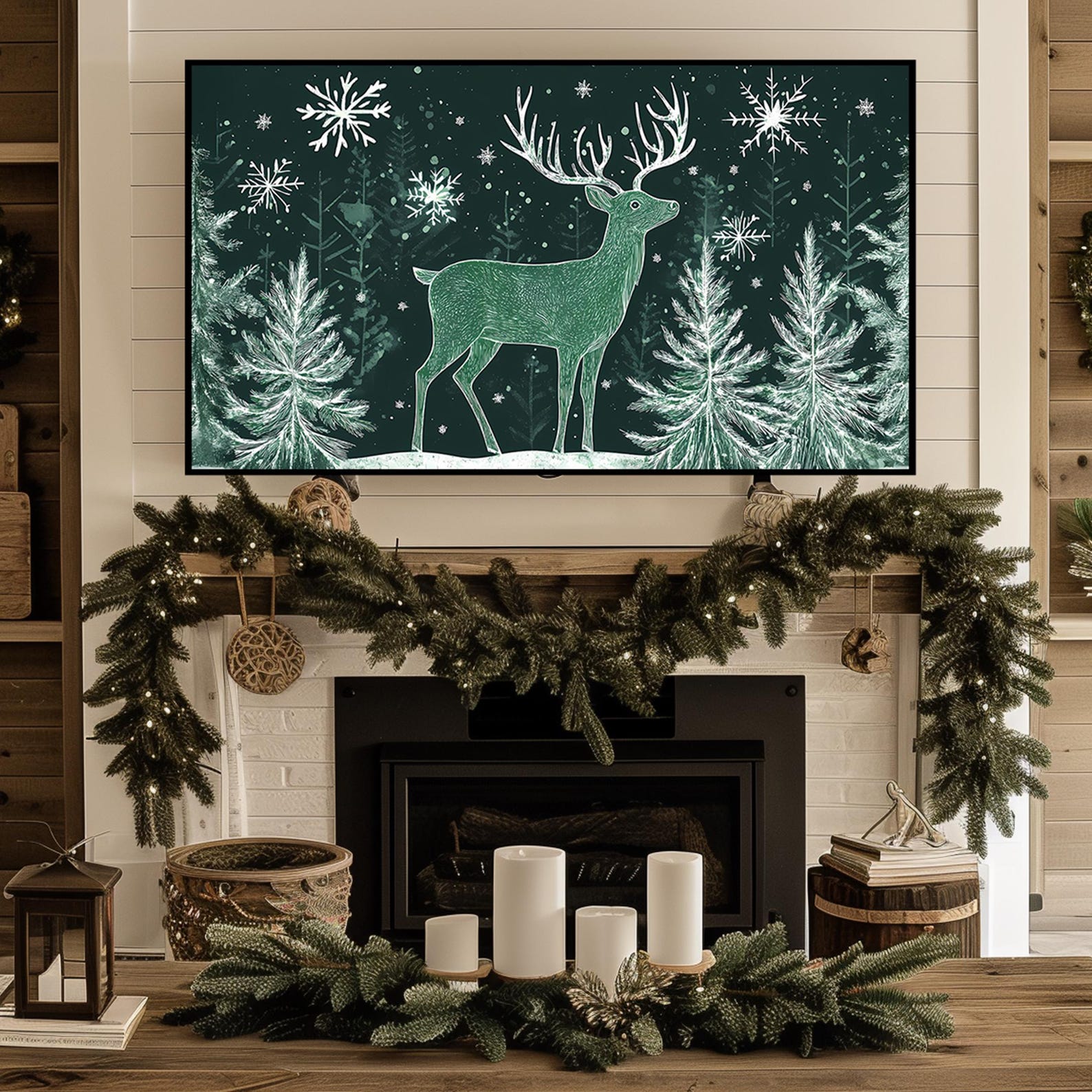 Green Reindeer PNG | Winter PNG | Frame TV & Canvastv | Holiday Wall ...