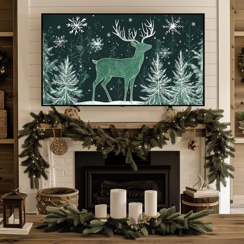 Green Reindeer PNG | Winter PNG | Frame TV & Canvastv | Holiday Wall ...