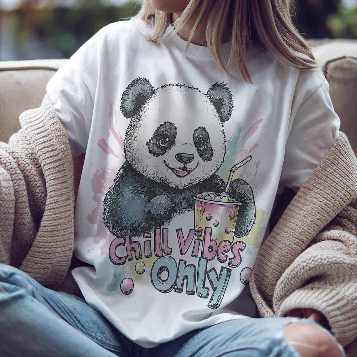 Chill Panda Boba Png, Cute Panda Bubble Tea Png, Relaxed Chill Vibes ...
