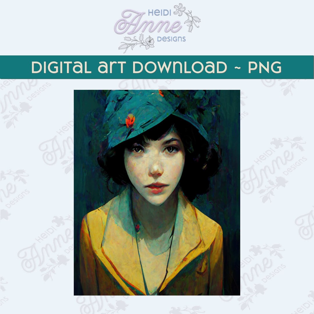 Digital Download Vintage Portrait of a College Age Woman Poster Art ...