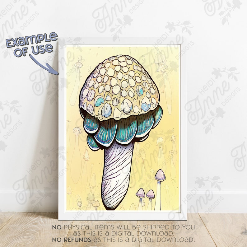 Magic Mushroom Printable Digital Art Download 300dpi RGB CMYK - Etsy
