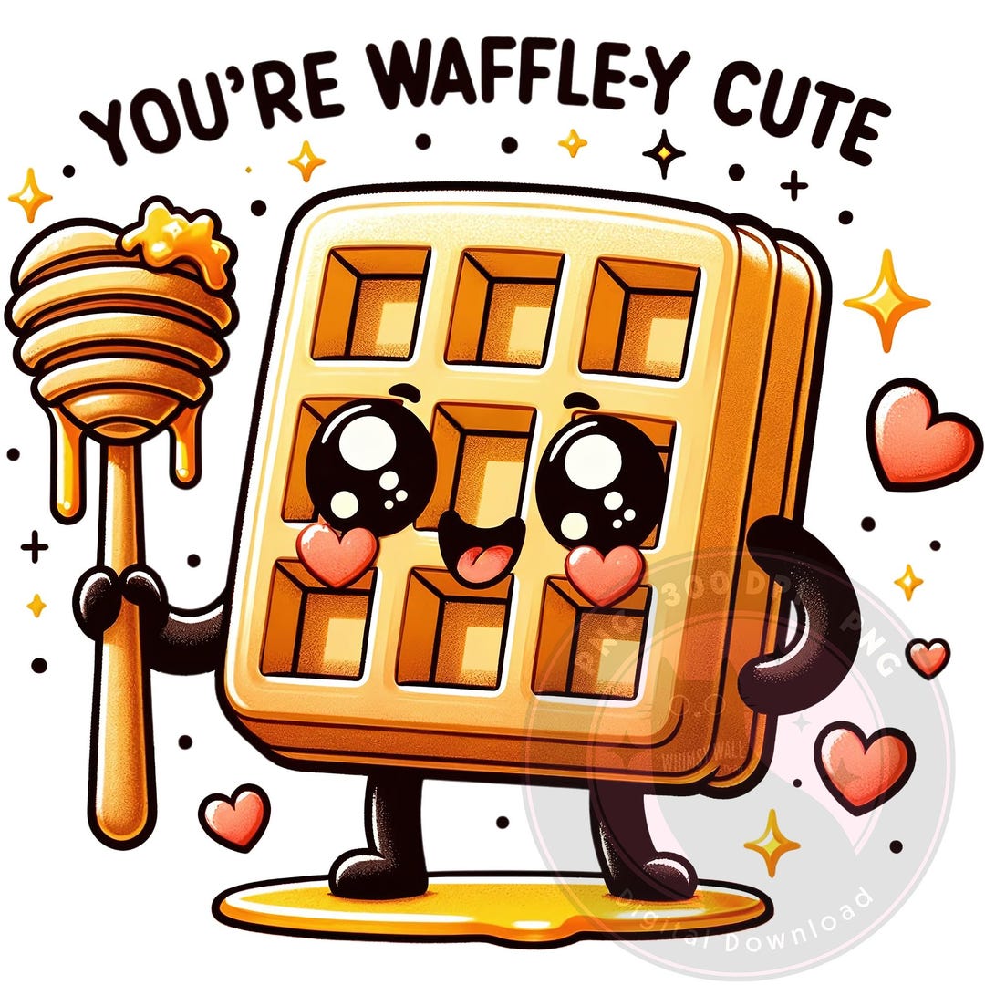 Kawaii Waffle PNG: Valentine's Cartoon Food Clipart (digital Download ...