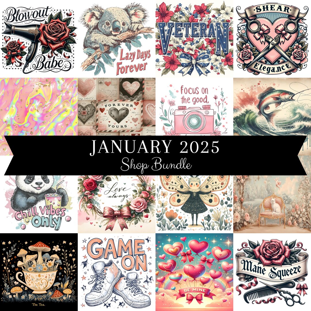January 2025 Design Bundle: Clipart, Tumbler Wraps, Laser Engrave Files ...