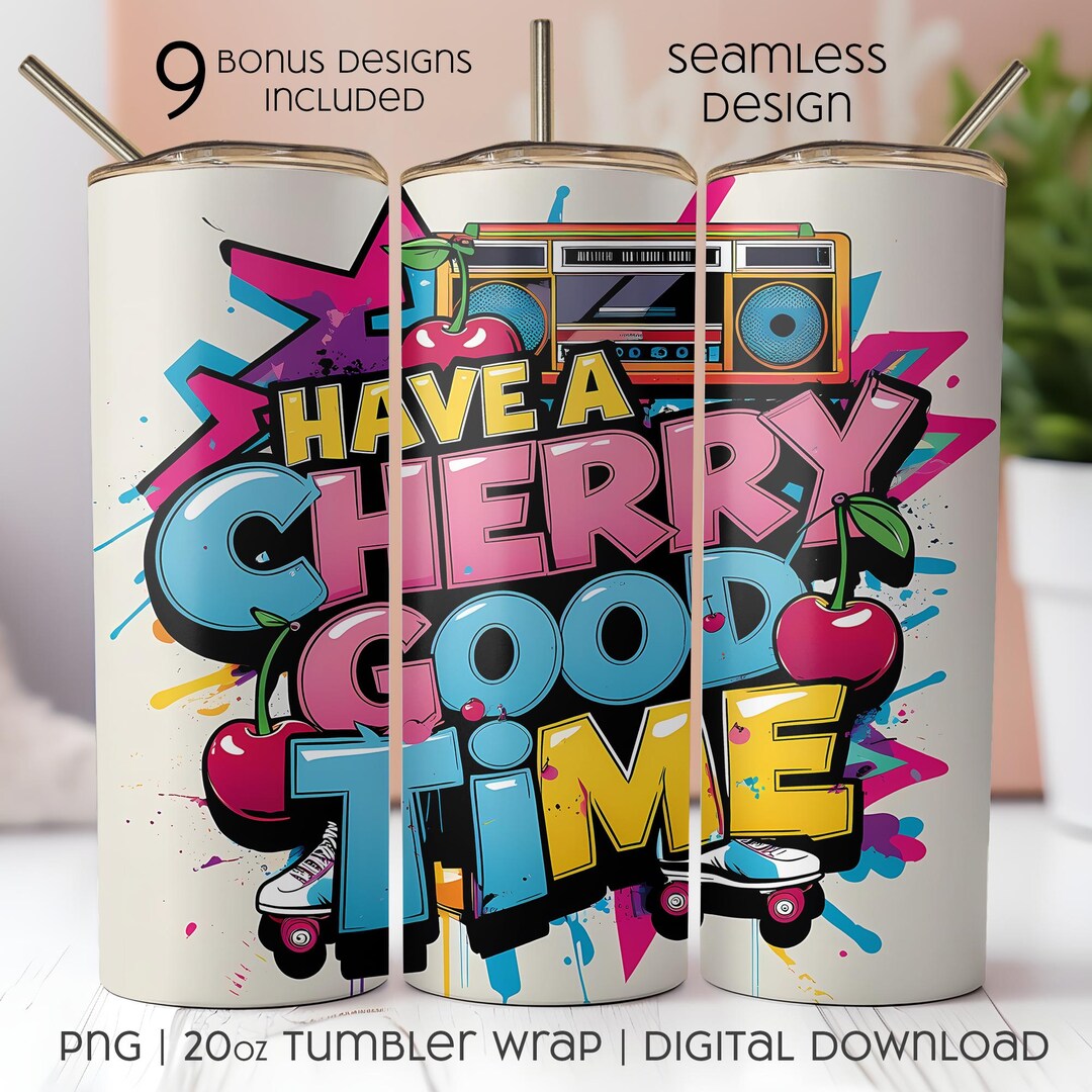 Retro Cherry Good Time PNG, 80s Graffiti Style PNG, Roller Skates ...