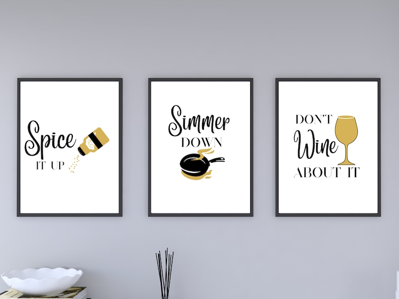 Funny Kitchen Wall Prints, Kitchen Wall Art Set of 9, Kitchen ...