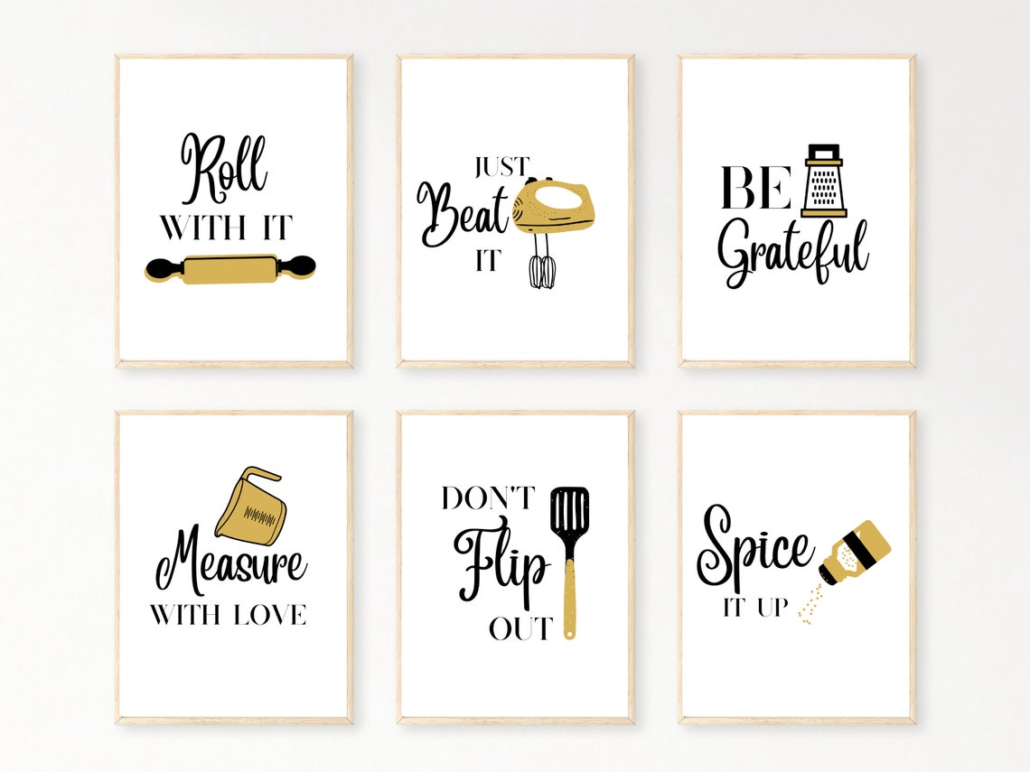 Funny Kitchen Wall Prints, Kitchen Wall Art Set of 9, Kitchen ...