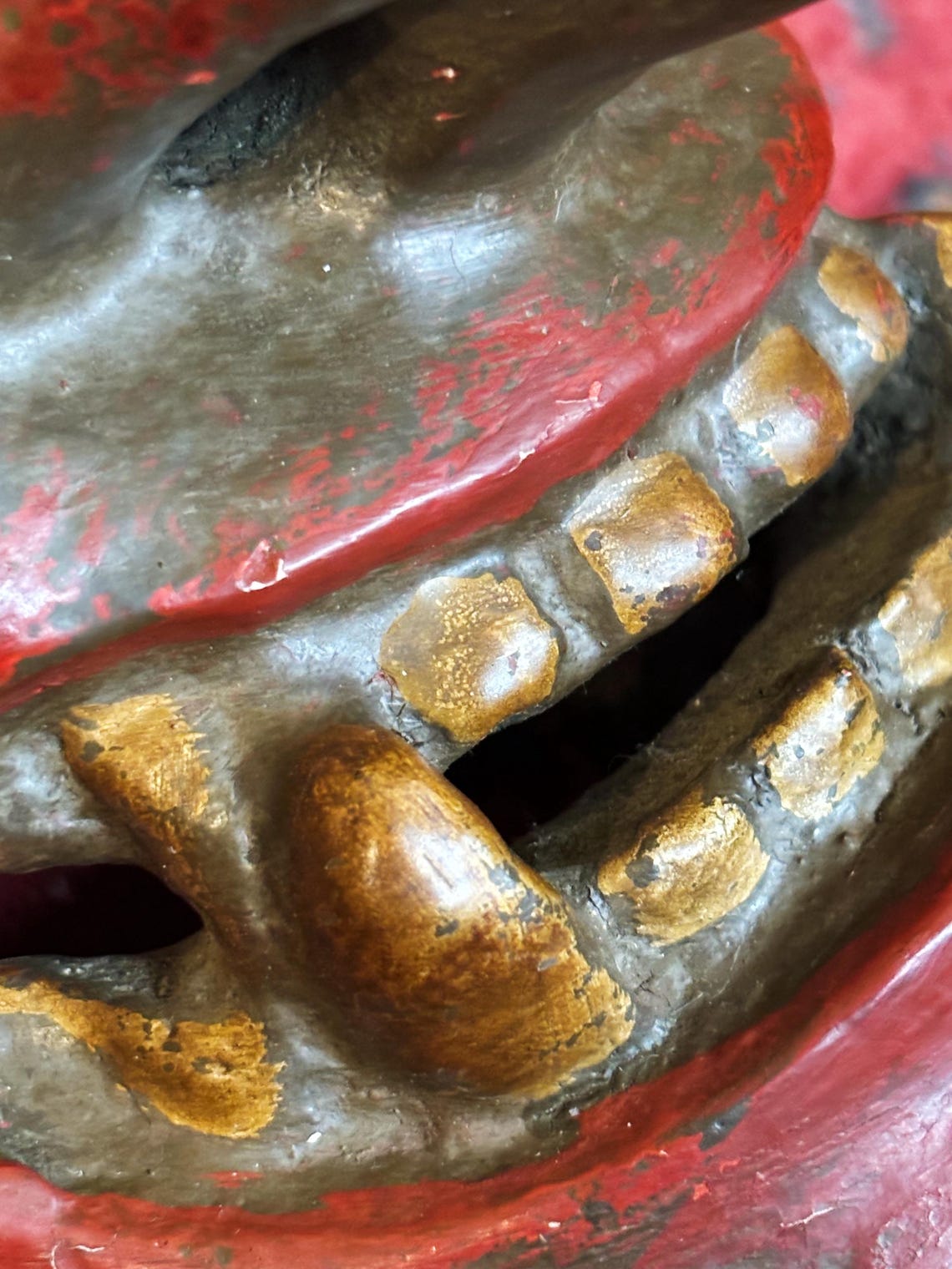 Antique Japanese Tengu Demon Mask - Vintage Noh Theater Yokai Mask ...