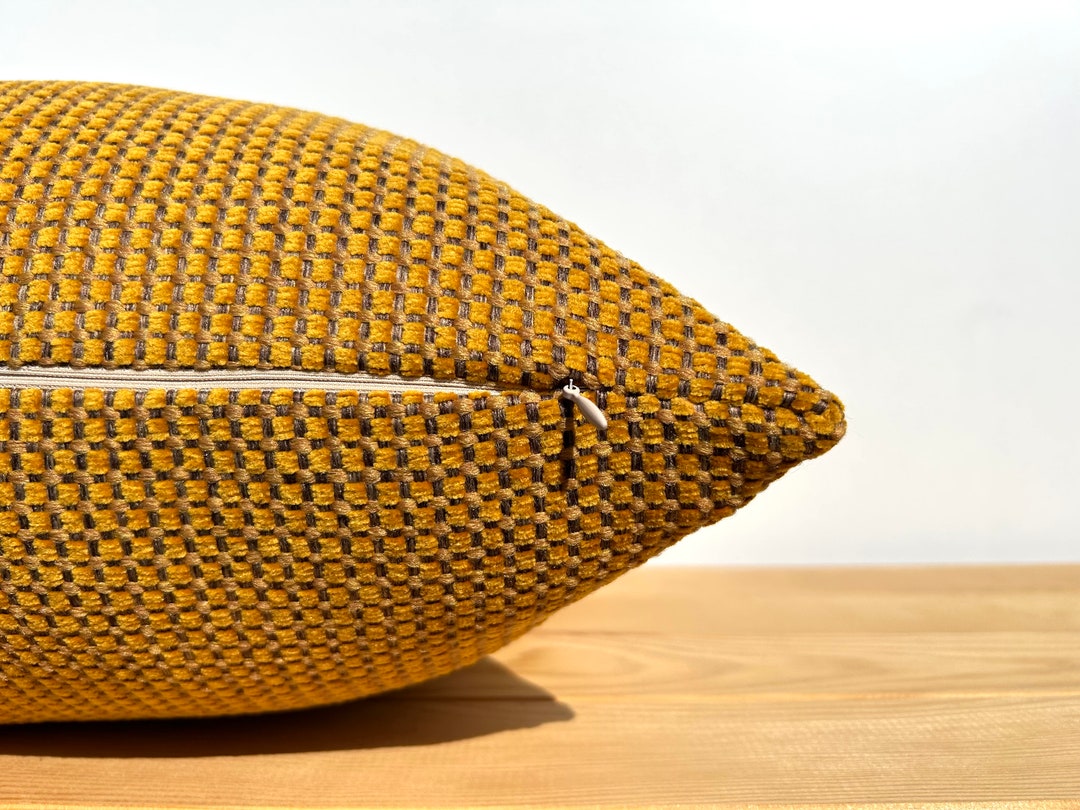Mustard Yellow Spotted Throw Pillow, Mustard Textured Euro Sham, Yellow ...