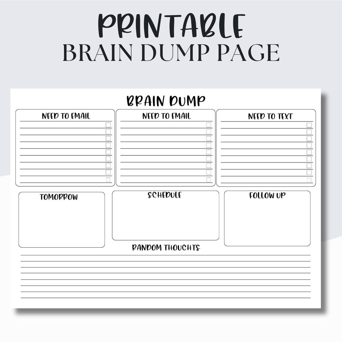 Brain Dump Printable Sheet Template for Planners or Journals Digital ...