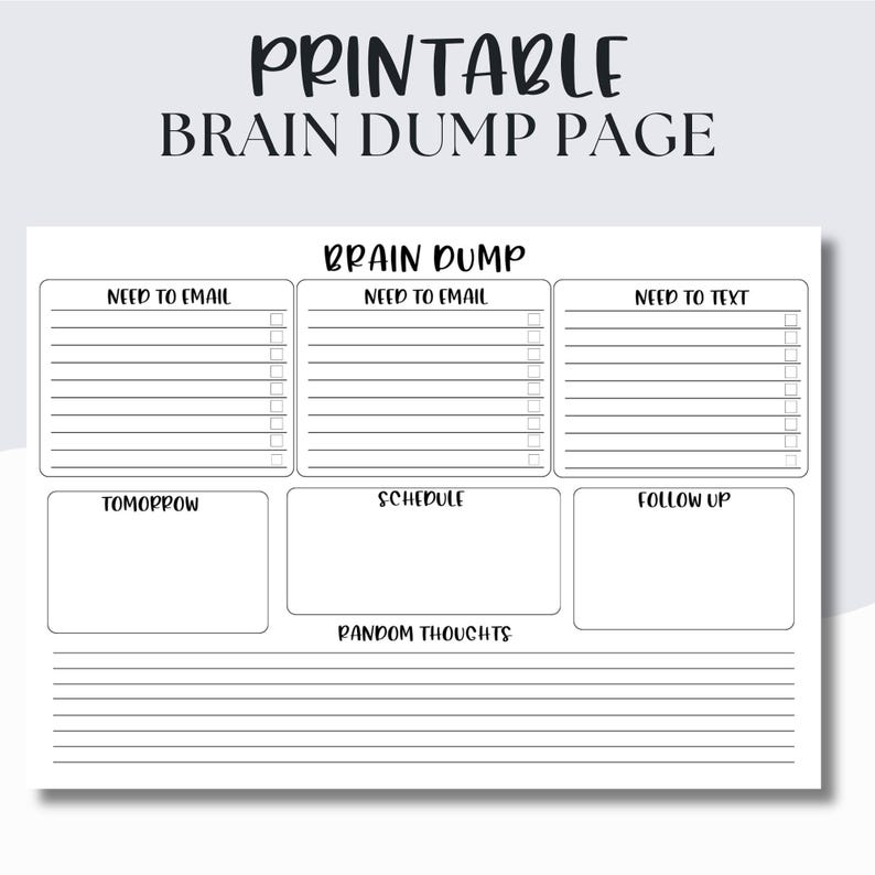 Brain Dump Printable Sheet Template for Planners or Journals Digital ...