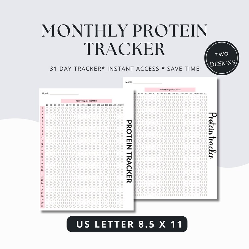 Printable Protein Tracker | Monthly Protein Intake Log | Fitness ...