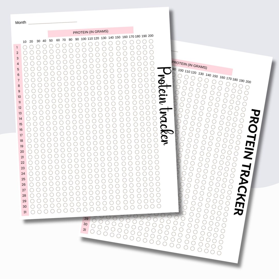 Printable Protein Tracker | Monthly Protein Intake Log | Fitness ...
