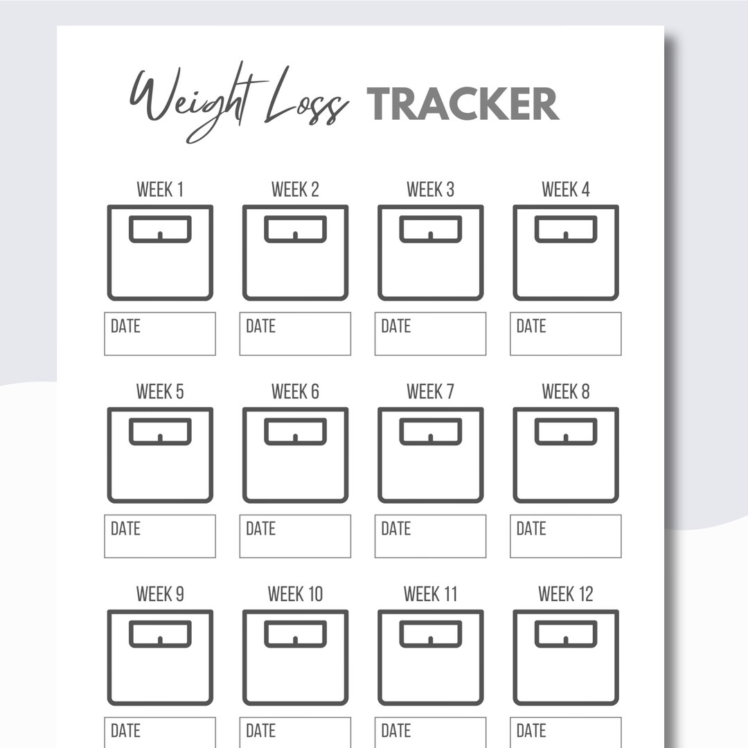 Weight Loss Tracker Printable | Weekly Weight Log | Digital Habit ...