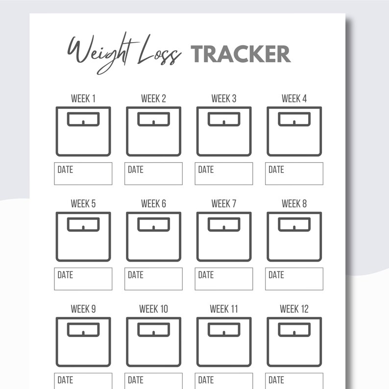 Weight Loss Tracker Printable | Weekly Weight Log | Digital Habit ...