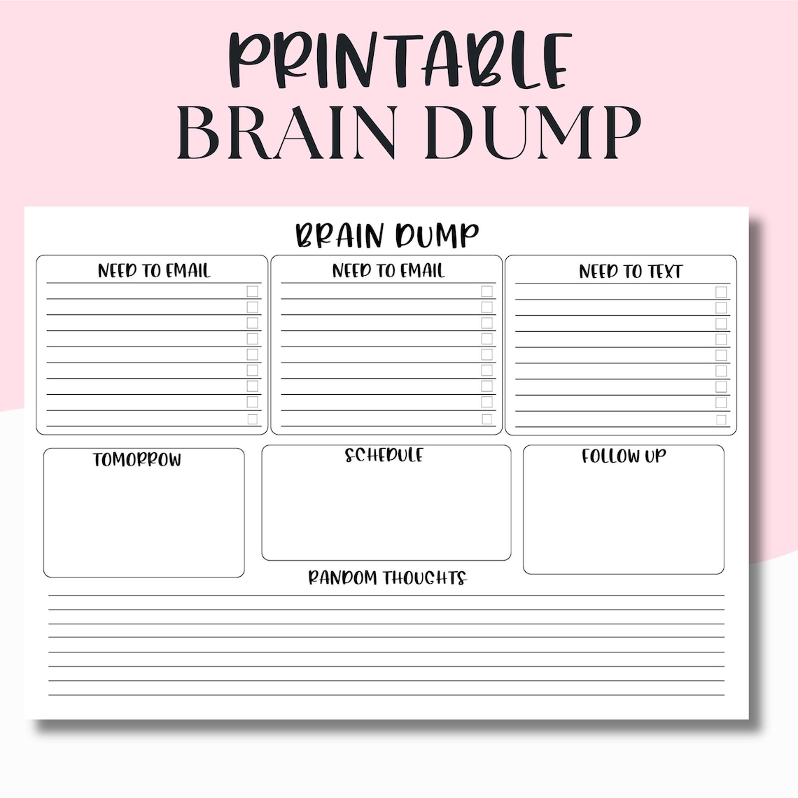 Brain Dump Printable Sheet Template for Planners or Journals Digital ...