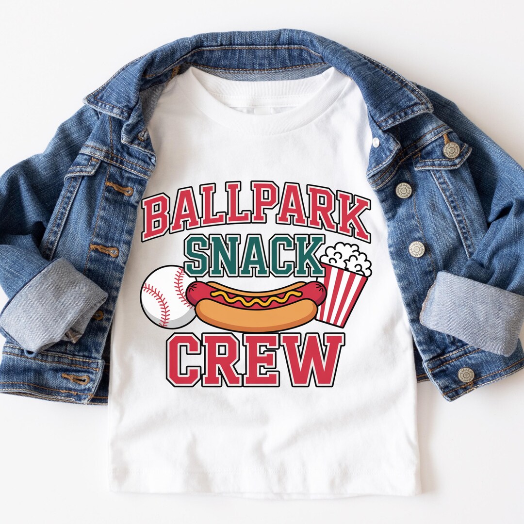 Kids Baseball Shirt PNG Ballpark Snack Crew Here for the Snacks ...