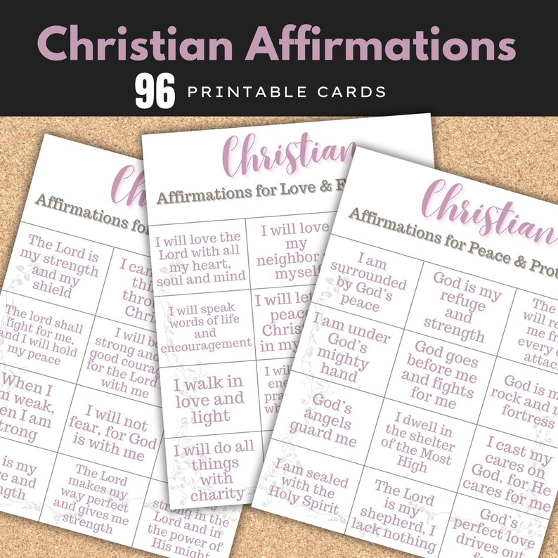 Printable Christian Affirmation Cards | Daily Scripture Cards PDF & JPG ...